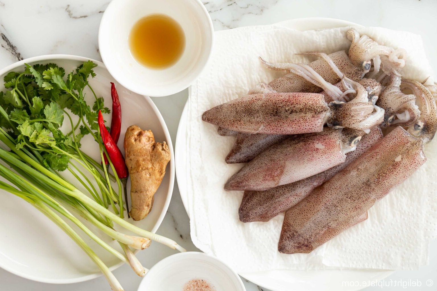 Mực Hấp Gừng - Vietnamese Steamed Squid With Ginger