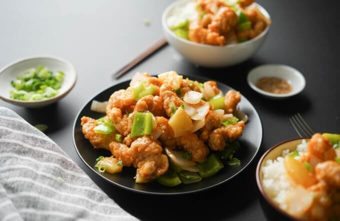 Sweet and Sour Pork Recipe with Pineapple, Onion & Bell Pepper