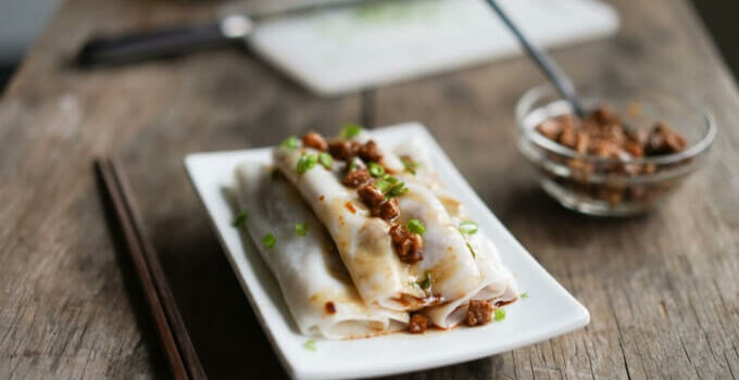 Chinese Cheung Fun Recipe (Steamed Rice Noodle Rolls)