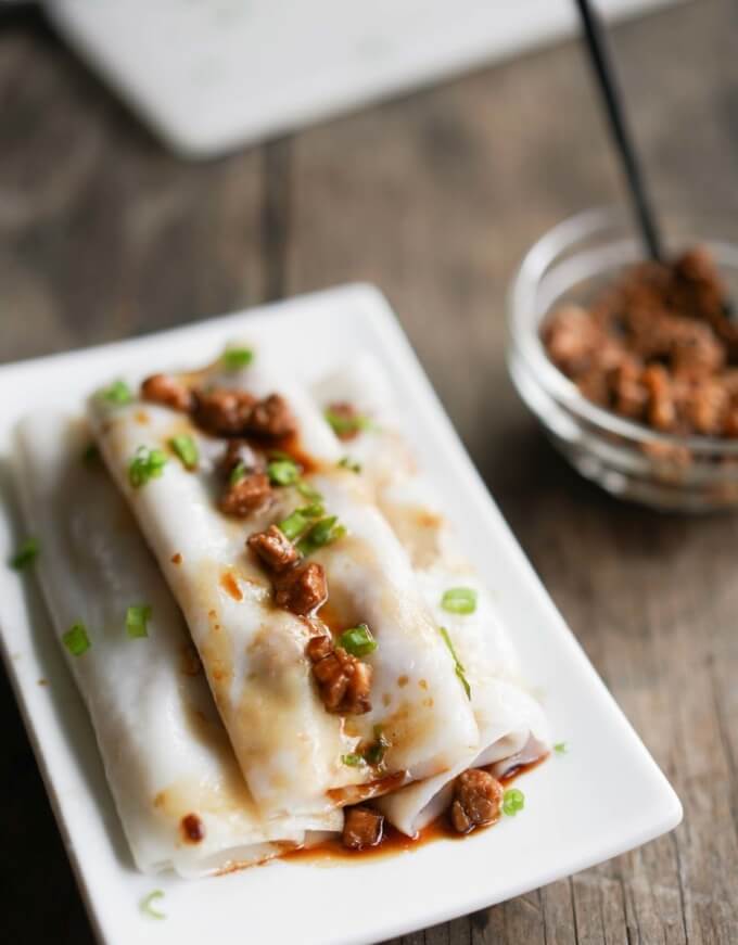 Chinese Cheung Fun Recipe (Steamed Rice Noodle Rolls)